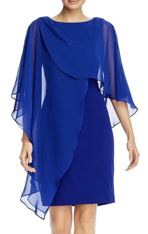 Chiffon Cape Cocktail Dress | Laura's Fashion